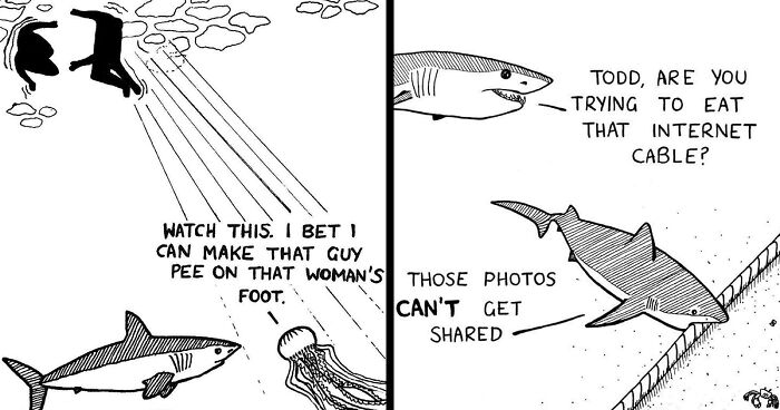 40 New Comics That Depict The Snarky Conversations Between Sharks And Other Aquatic Life | Bored ...