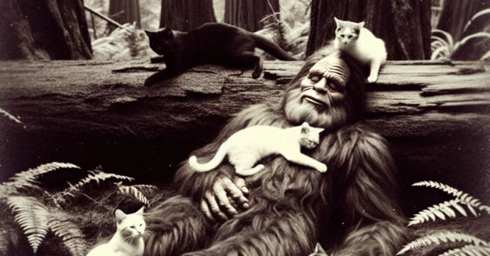 We Created Whimsical Art That Captures Bigfoot’s Friendship With Cats ...