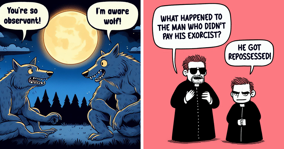 I Created 13 Cartoons Featuring Bad Halloween Jokes | Bored Panda