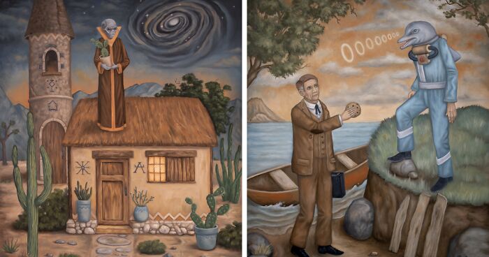 30 Paintings Of My Fantasy World Where Aliens Eat Gold And Steal Human ...