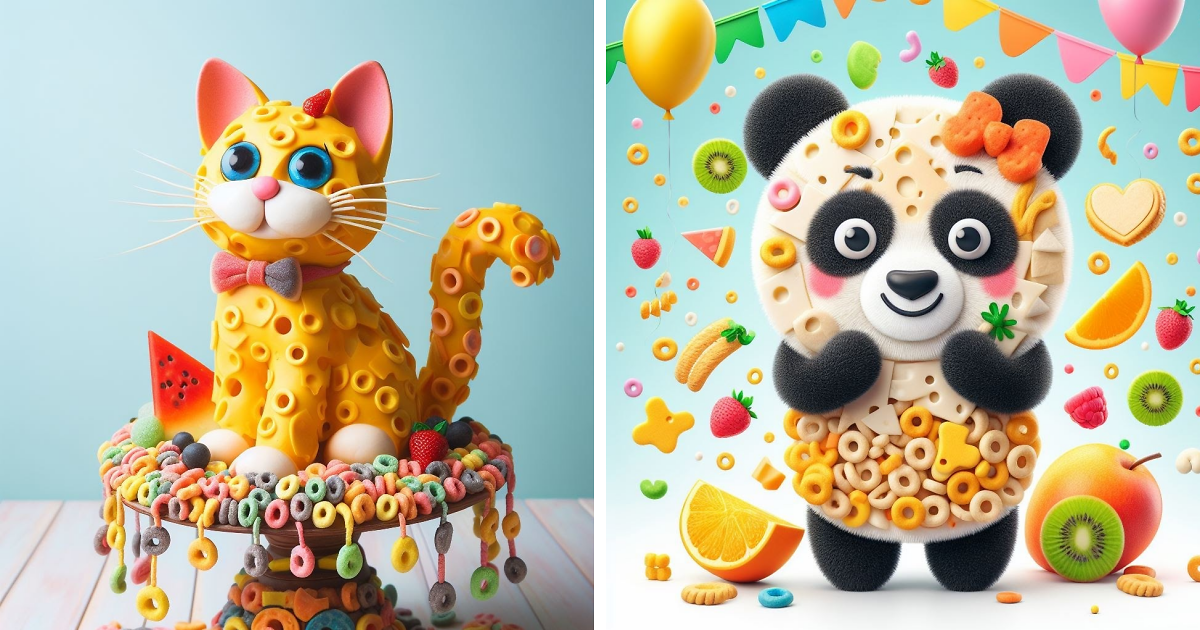 9 AI-Generated Images Of Animals Made Of Weird Foods | Bored Panda