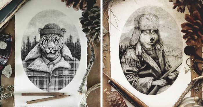 I Illustrated Animals In The Style Of Vintage Human Portraits (26 Pics ...