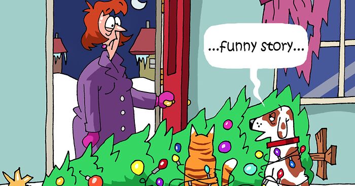 20 Festive Cartoons That I Made For The Christmas Season | Bored Panda