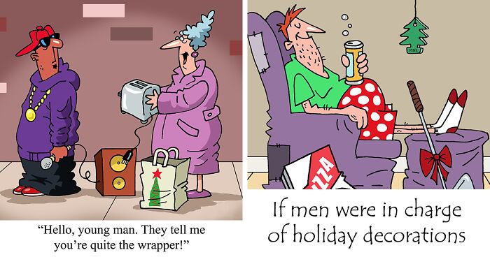 20 Festive Cartoons That I Made For The Christmas Season | Bored Panda