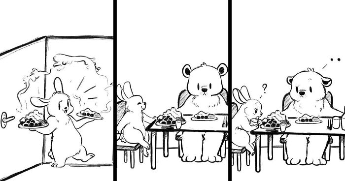 Artist Creates Wholesome Comics Featuring A Bunny And Bear Couple (29 ...