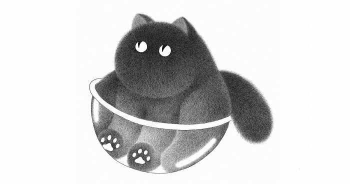 70 New Illustrations By Kamwei Fong Featuring Fluffy And Grumpy Cats ...