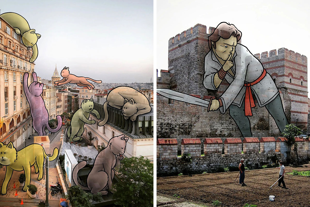 Architect Inserts Drawn Giant Characters Into Turkish Urban Landscapes ...