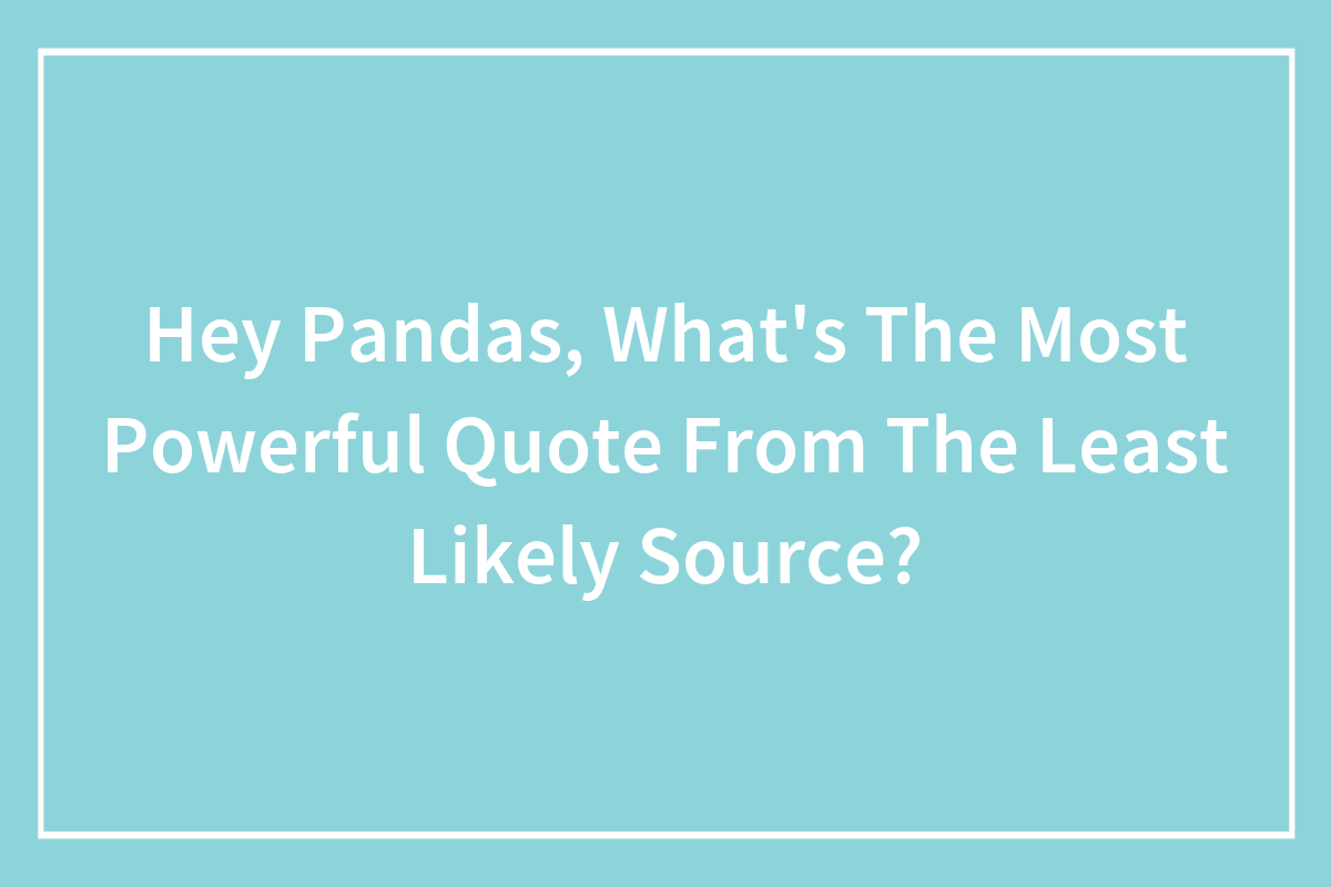 Hey Pandas, What’s The Most Powerful Quote From The Least Likely Source ...