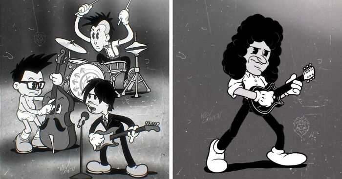 Artist Reimagines 20 Rock Legends As Cartoon Characters From The 1930s ...