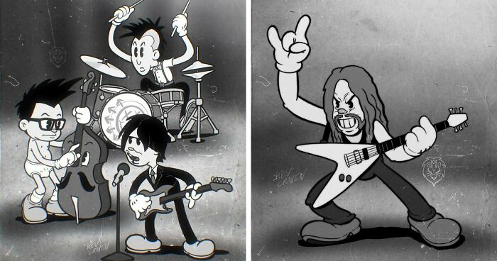 Artist Reimagines 20 Rock Legends As Cartoon Characters From The 1930s ...