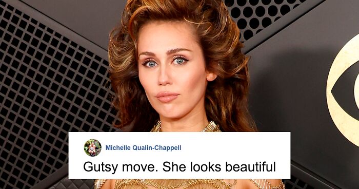 Miley Cyrus Arrives At 2024 Grammys In See-Through Dress Made Of Safety ...