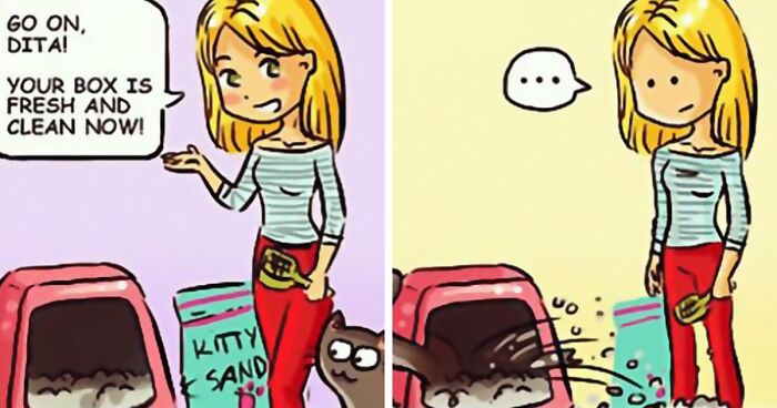 30 Comics Perfectly Depicting Hilarious Cat Antics, By This Artist From ...