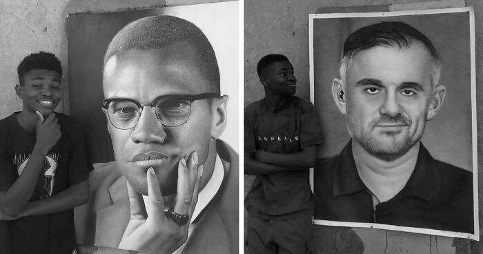 Young Nigerian Artist Draws Giant Hyper-Realistic Portraits Using ...