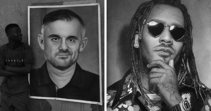 Young Nigerian Artist Draws Giant Hyper-Realistic Portraits Using ...