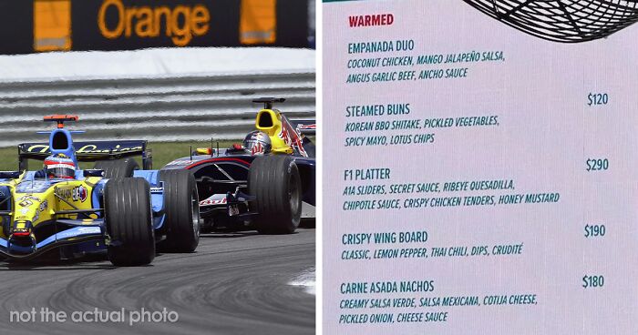 The Menus From Formula 1 Have Gone Viral For All The Wrong Reasons ...