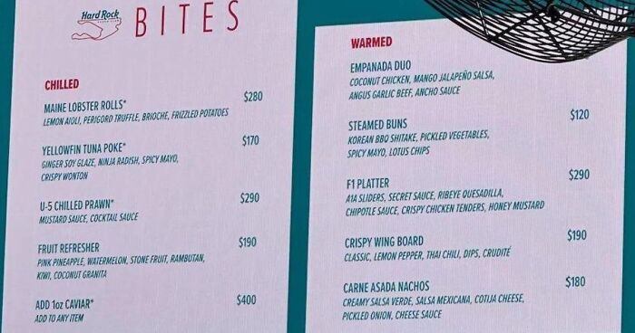 The Menus From Formula 1 Have Gone Viral For All The Wrong Reasons ...
