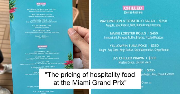 The Menus From Formula 1 Have Gone Viral For All The Wrong Reasons ...