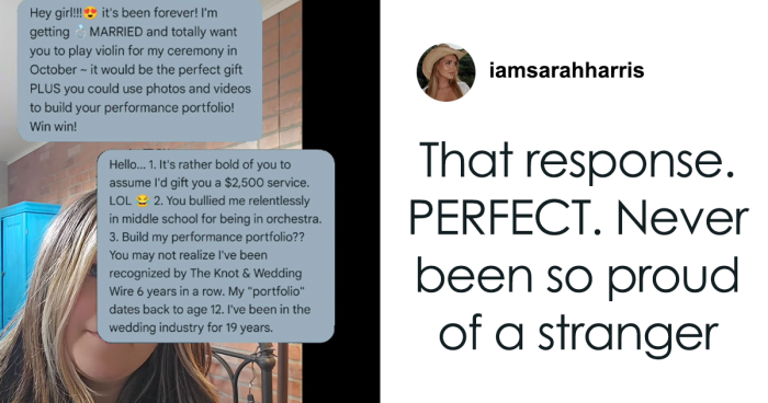 Violinist’s Childhood Bully Asks Her To Play At Her Wedding For Free ...