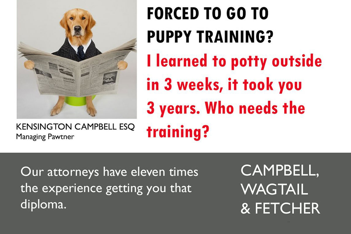A Series Of Parody Ads For All The Dogs Seeking Attorney Services By ...