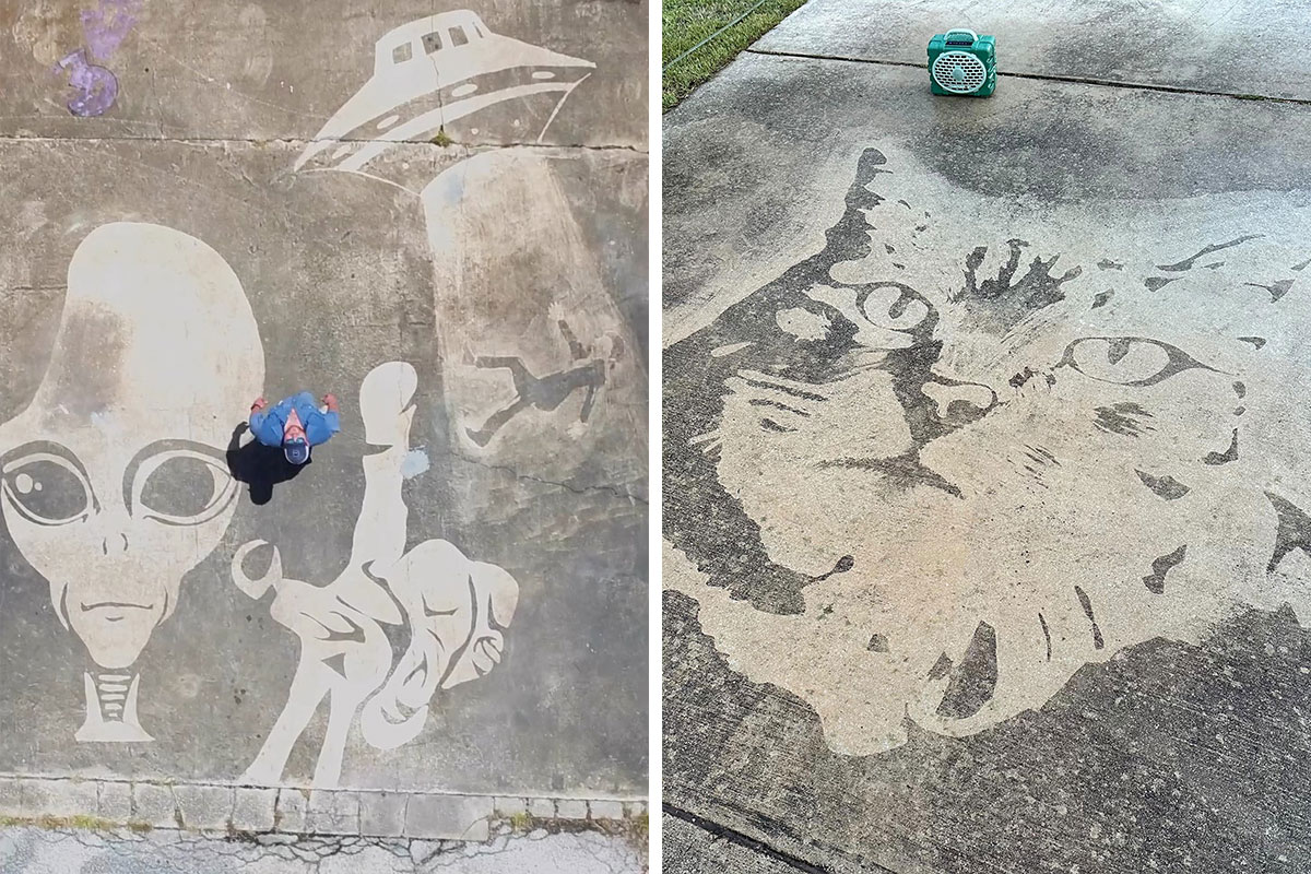 This Guy Used A Pressure Washer To Create Art On The Street, And Here ...