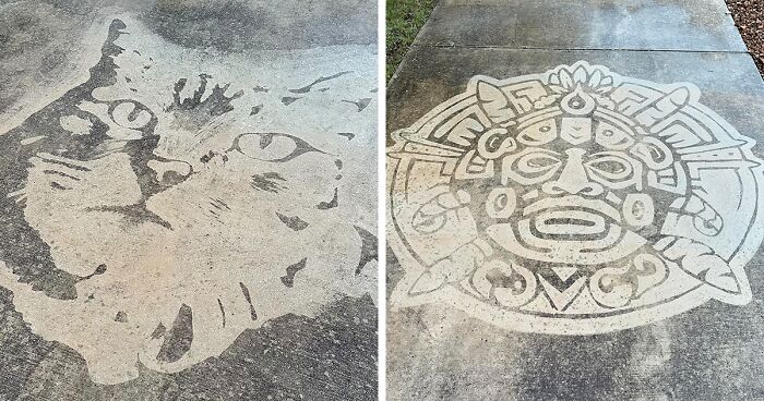 This Guy Used A Pressure Washer To Create Art On The Street, And Here ...
