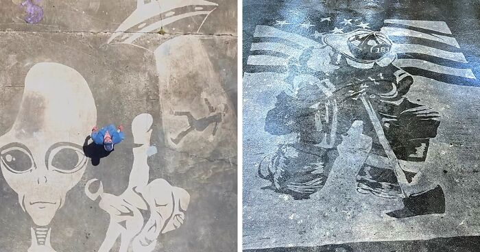 This Guy Used A Pressure Washer To Create Art On The Street, And Here ...