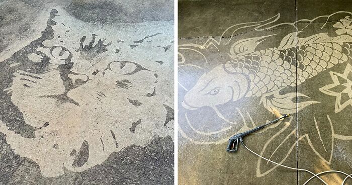 This Guy Used A Pressure Washer To Create Art On The Street, And Here ...