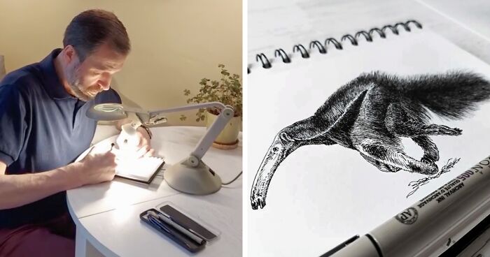 Without A Job, 60 Y.O. Man Started Drawing Every Day And Now Is A Full ...