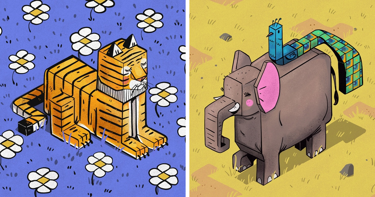 In My Drawings, I Play With The Shape Of Animals, Here Are 10 Of Them ...