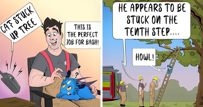 15 Heartwarming Comics And Some Videos That We Made Of This Firefighter And His Unusual Pet ...