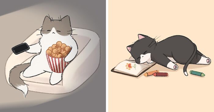 20 Cat Drawings By Mj.Majcha That Are Probably One Of The Cutest Things ...