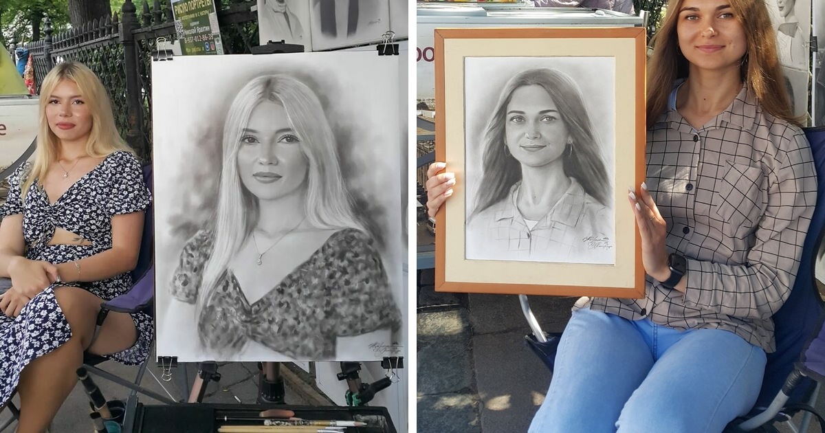 This Street Artist Draws Realistic Portraits That Take Only One Hour To ...
