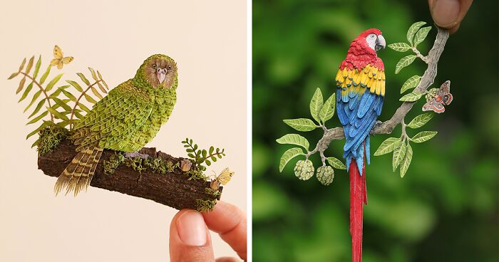 I Create Paper Art, And Here’s My Collection Of 40 Miniature Parrots ...