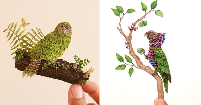 I Create Paper Art, And Here’s My Collection Of 40 Miniature Parrots ...