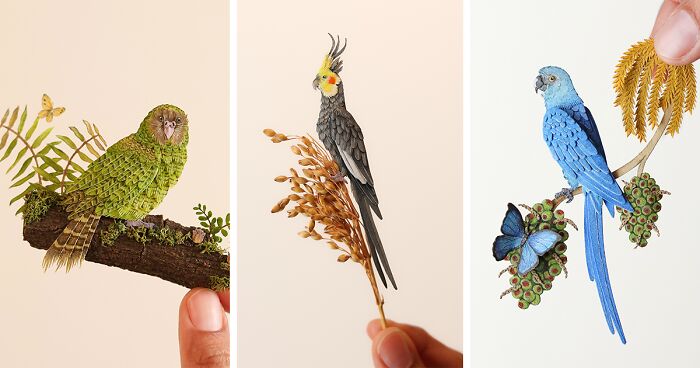 I Create Paper Art, And Here’s My Collection Of 40 Miniature Parrots ...