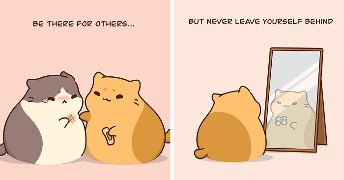 30 Heartwarming Cartoons By Olive Yong Featuring Chubby Cats Dealing ...