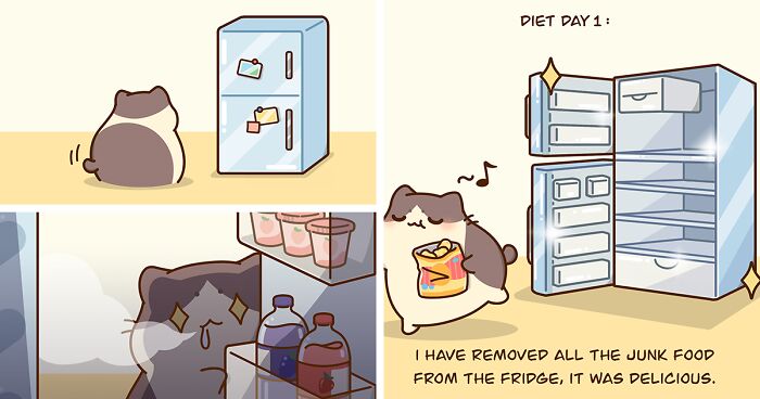 30 Heartwarming Cartoons By Olive Yong Featuring Chubby Cats Dealing ...