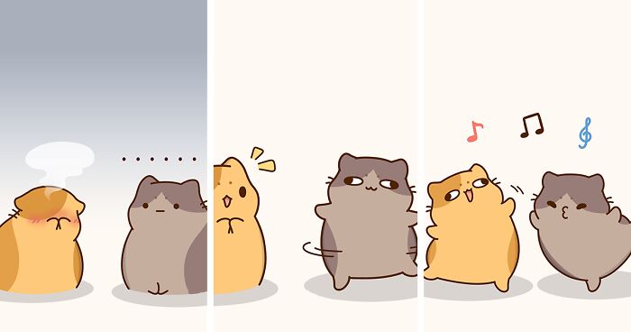 30 Heartwarming Cartoons By Olive Yong Featuring Chubby Cats Dealing ...