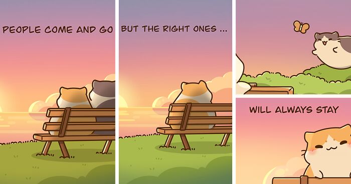 30 Heartwarming Cartoons By Olive Yong Featuring Chubby Cats Dealing ...