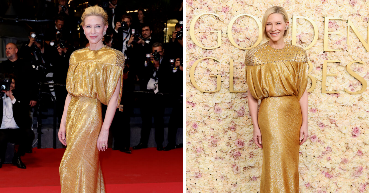“Recycling Queen”: Cate Blanchett Re-Wears Custom Louis Vuitton Dress To The Golden Globes ...