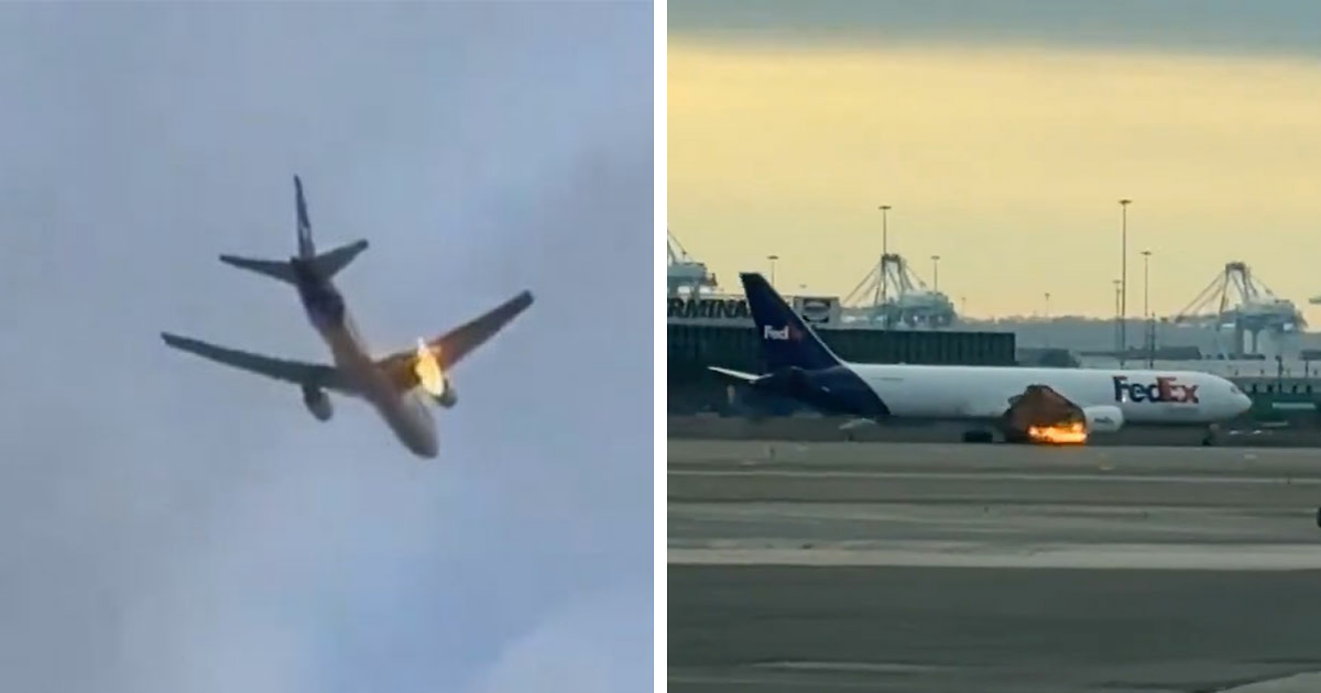 FedEx Aircraft Erupts In Fire Mid-Air, Makes Emergency Landing | Bored ...