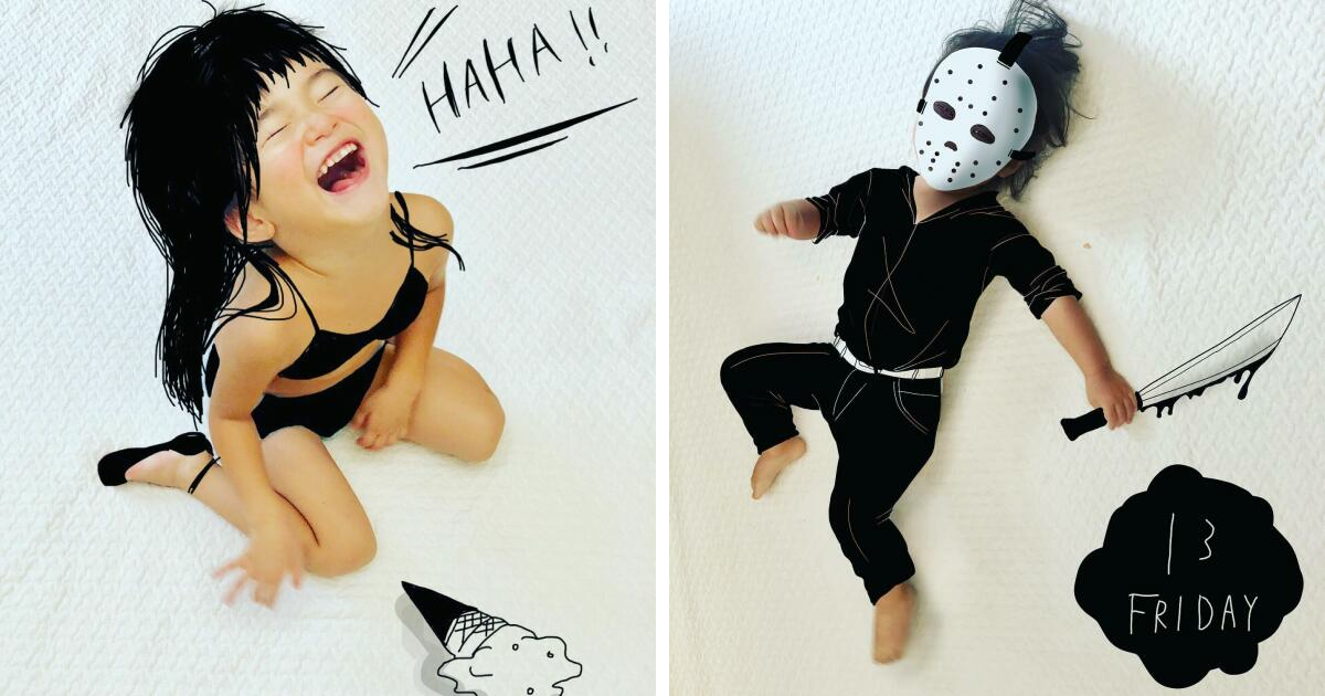 Japanese Father Of Two Draws On His Kids’ Photos And The Result Is Adorable (17 New Pics ...