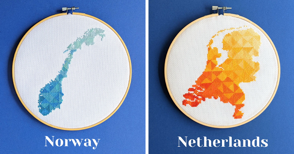 I Created More Than 150 Cross-Stitched Maps, Here Are 40 Of My Favorite ...