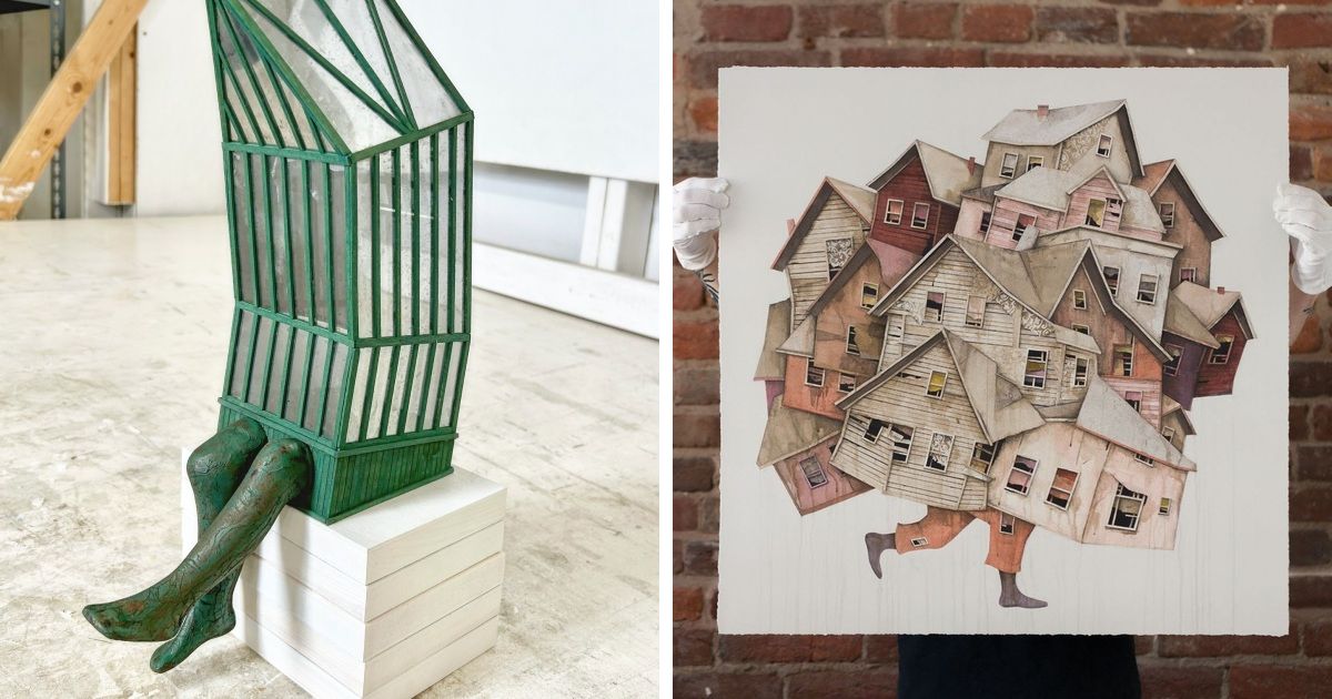 These Surreal Collages Show Buildings That Seem To Walk And Collapse ...