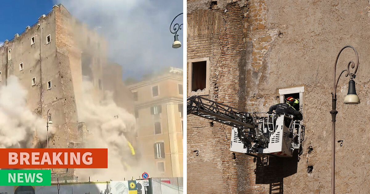 Famous Rome Tower Partially Collapses Onto People Below, Video Captures ...